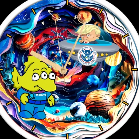 homeland security | Art | Colorful Spacethemed Art Clock | Poshmark